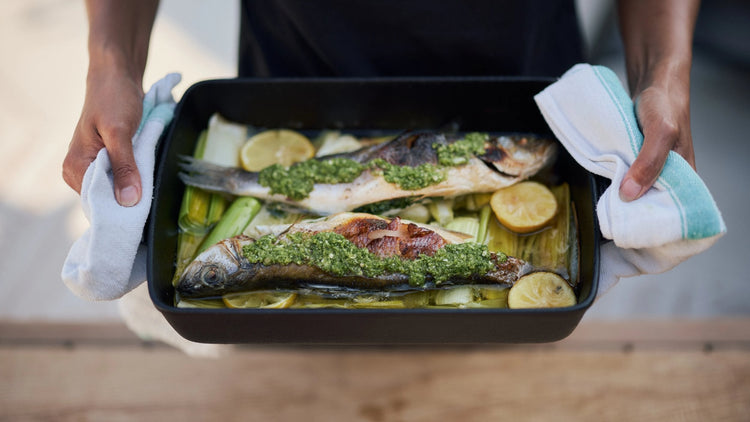 Baked Sea Bass with Thai Green Chilli Sauce – Gozney